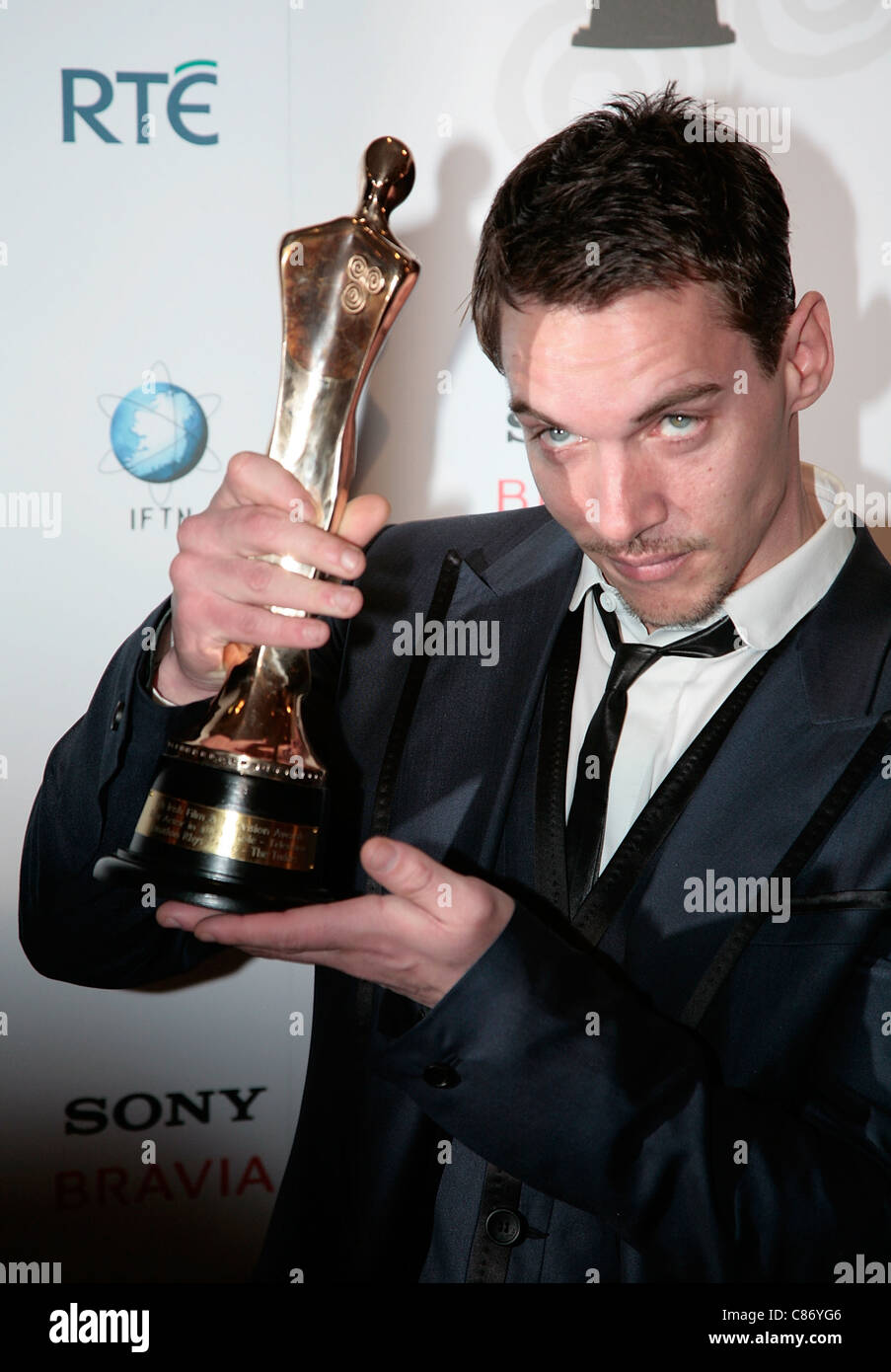 DUBLIN, IRELAND - FEBRUARY 17: Jonathan Rhys Meyers with best Actor in ...