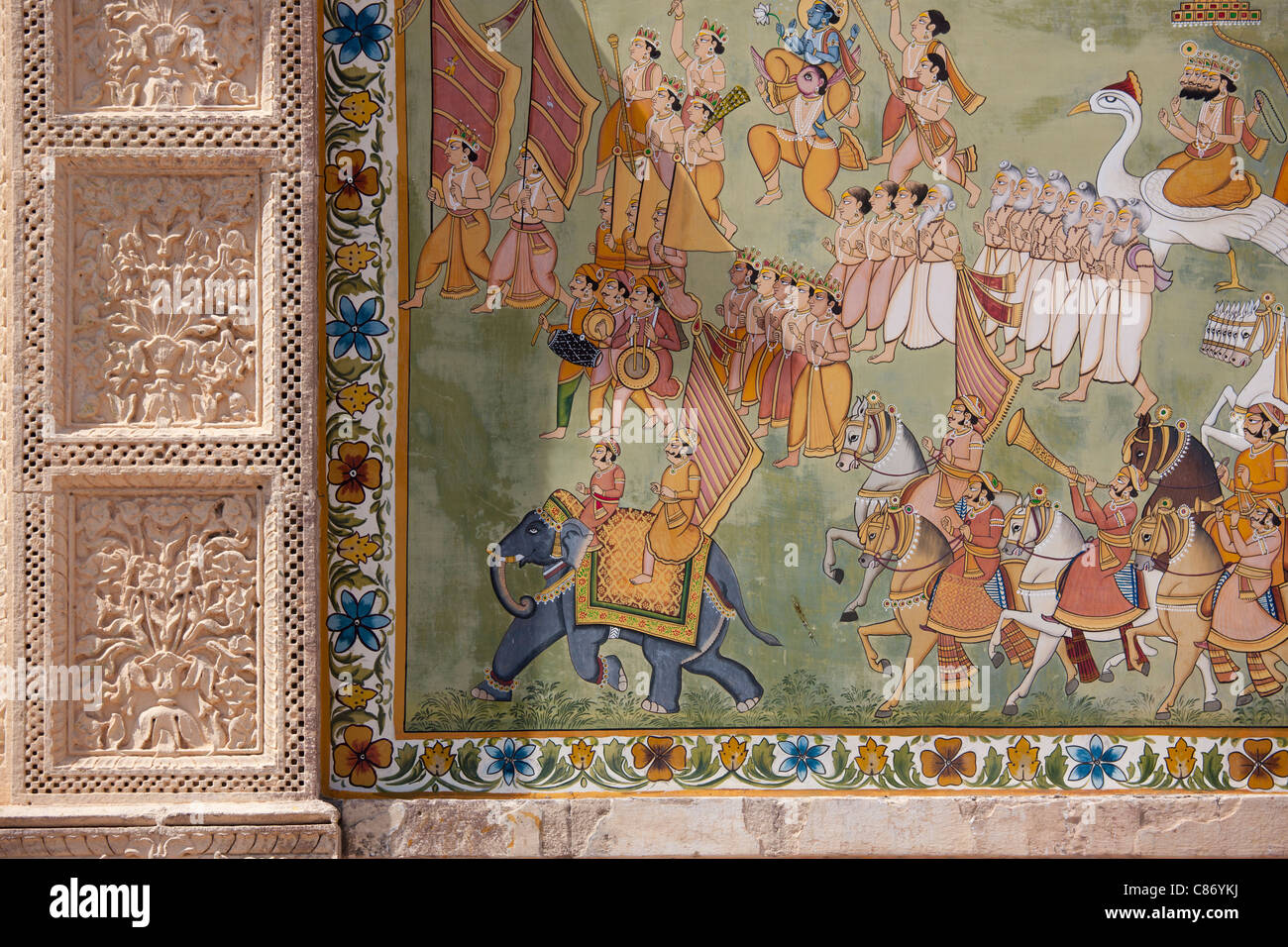 Mehrangarh Fort Hindu mural at Jaypol Gate in Jodhpur in Rajasthan ...
