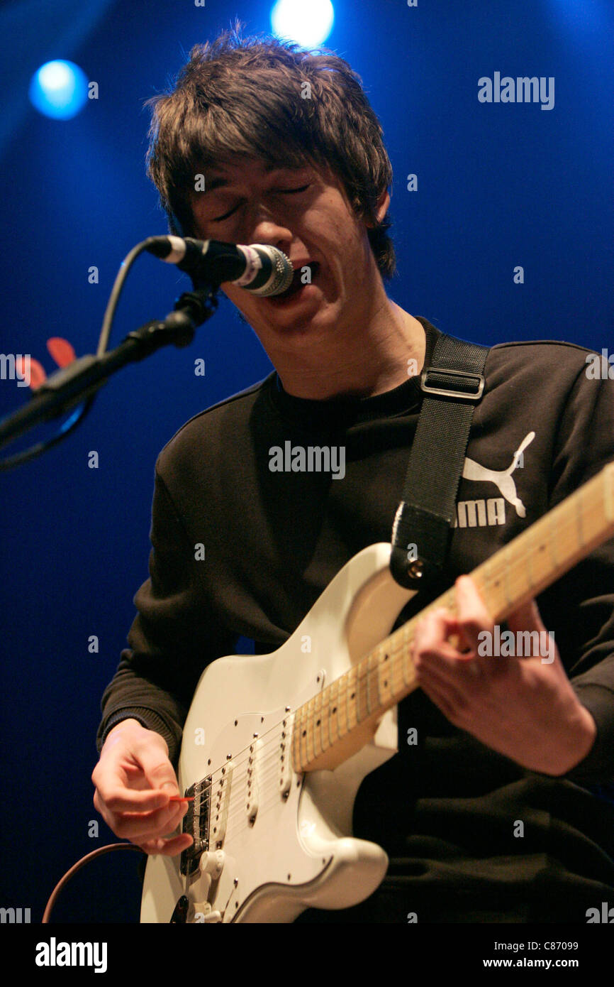 Alex Turner, singer with the Arctic Monkeys performs on stage at the ...