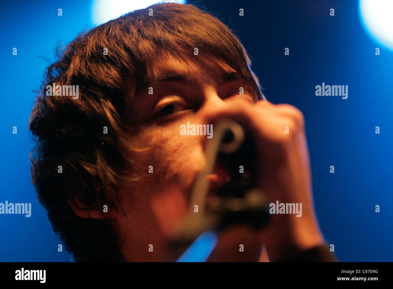 Alex Turner, singer with the Arctic Monkeys performs on stage at the ...