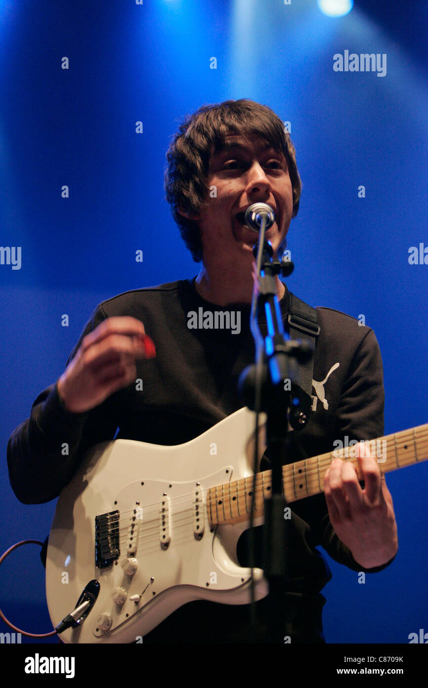 Alex Turner, singer with the Arctic Monkeys performs on stage at the ...