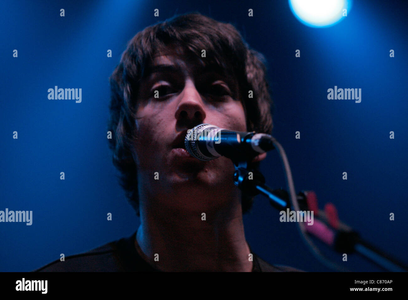 Alex Turner, singer with the Arctic Monkeys performs on stage at the ...