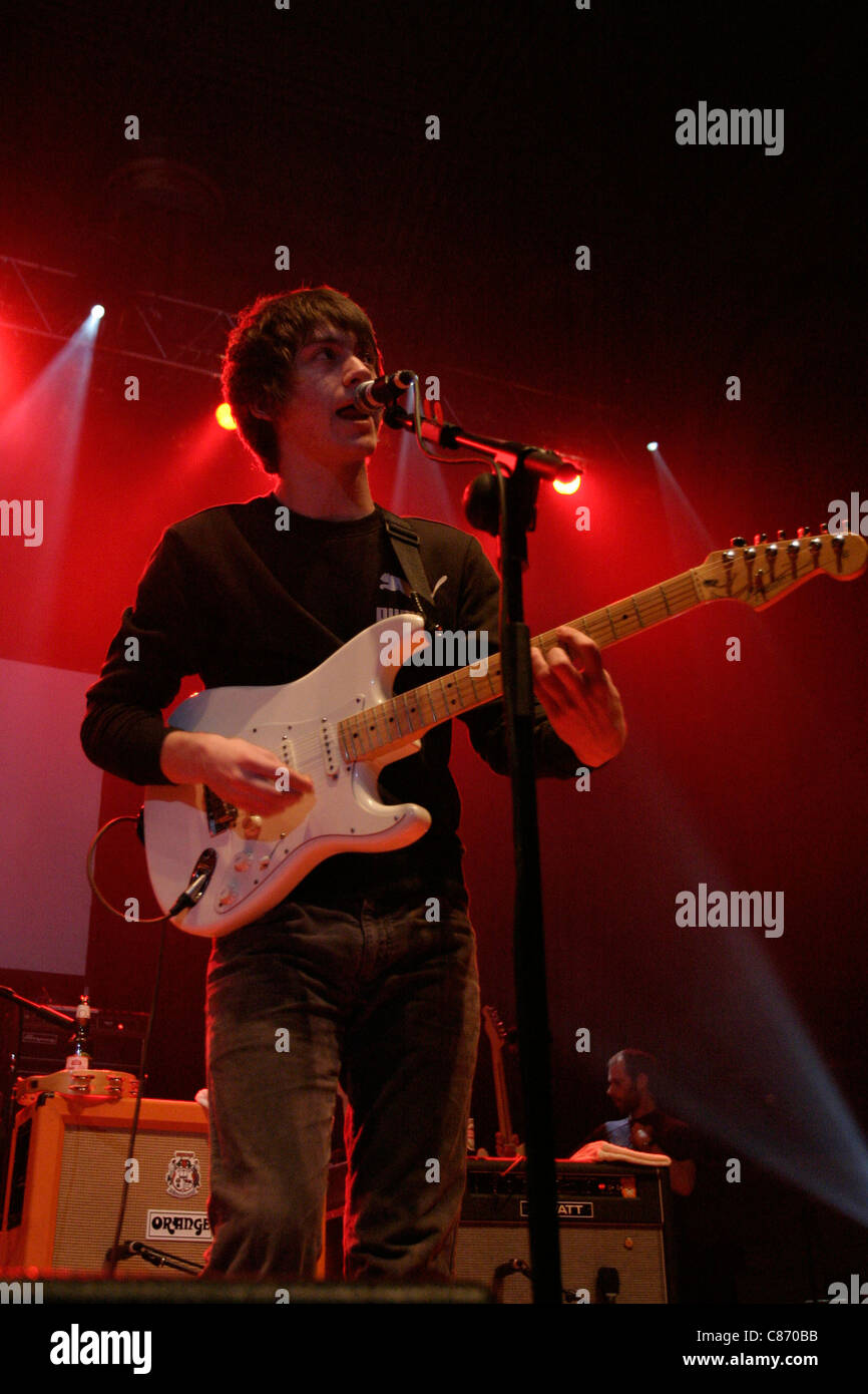 Alex Turner, singer with the Arctic Monkeys performs on stage at the ...