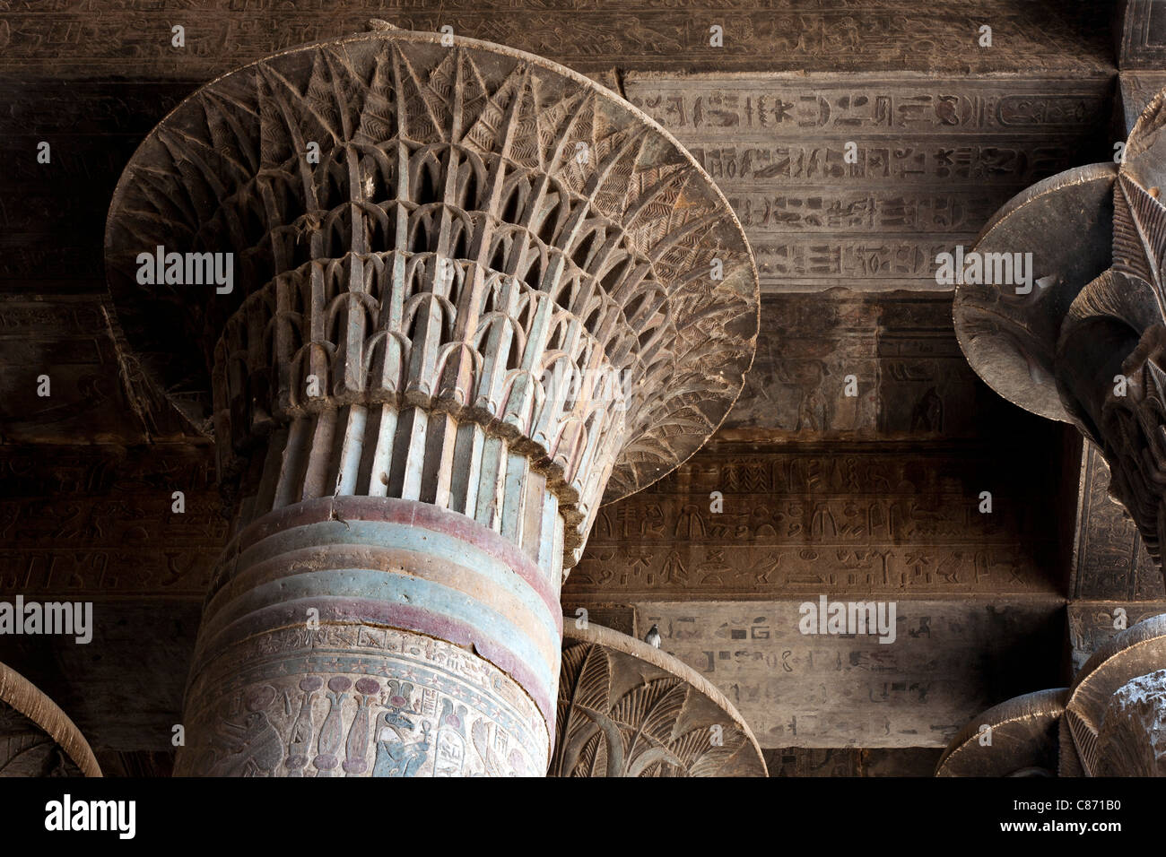 Column capital and astrological ceiling within the Hypostyle Hall at ...