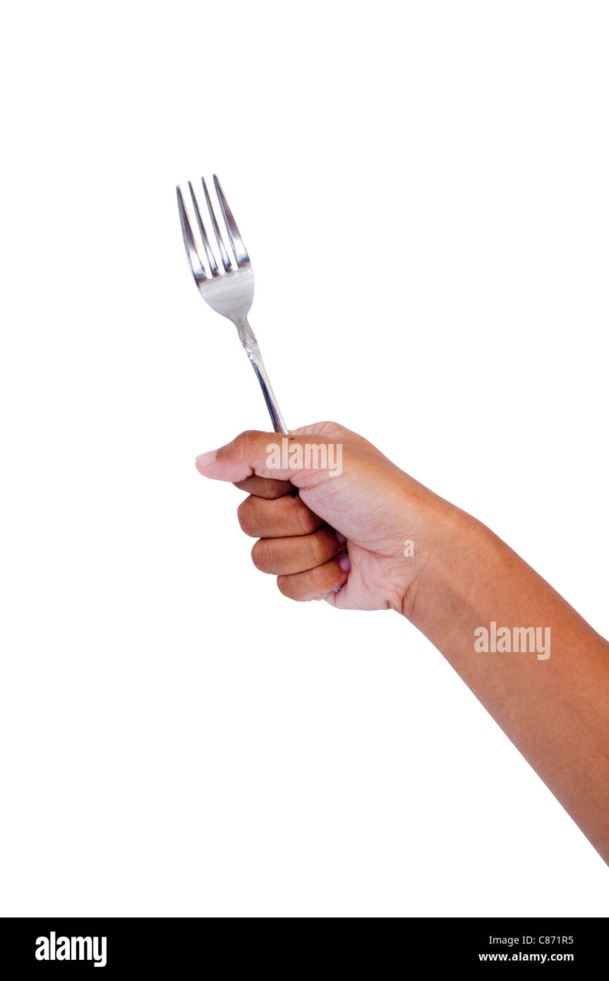 Hand holding fork white background hi-res stock photography and images ...