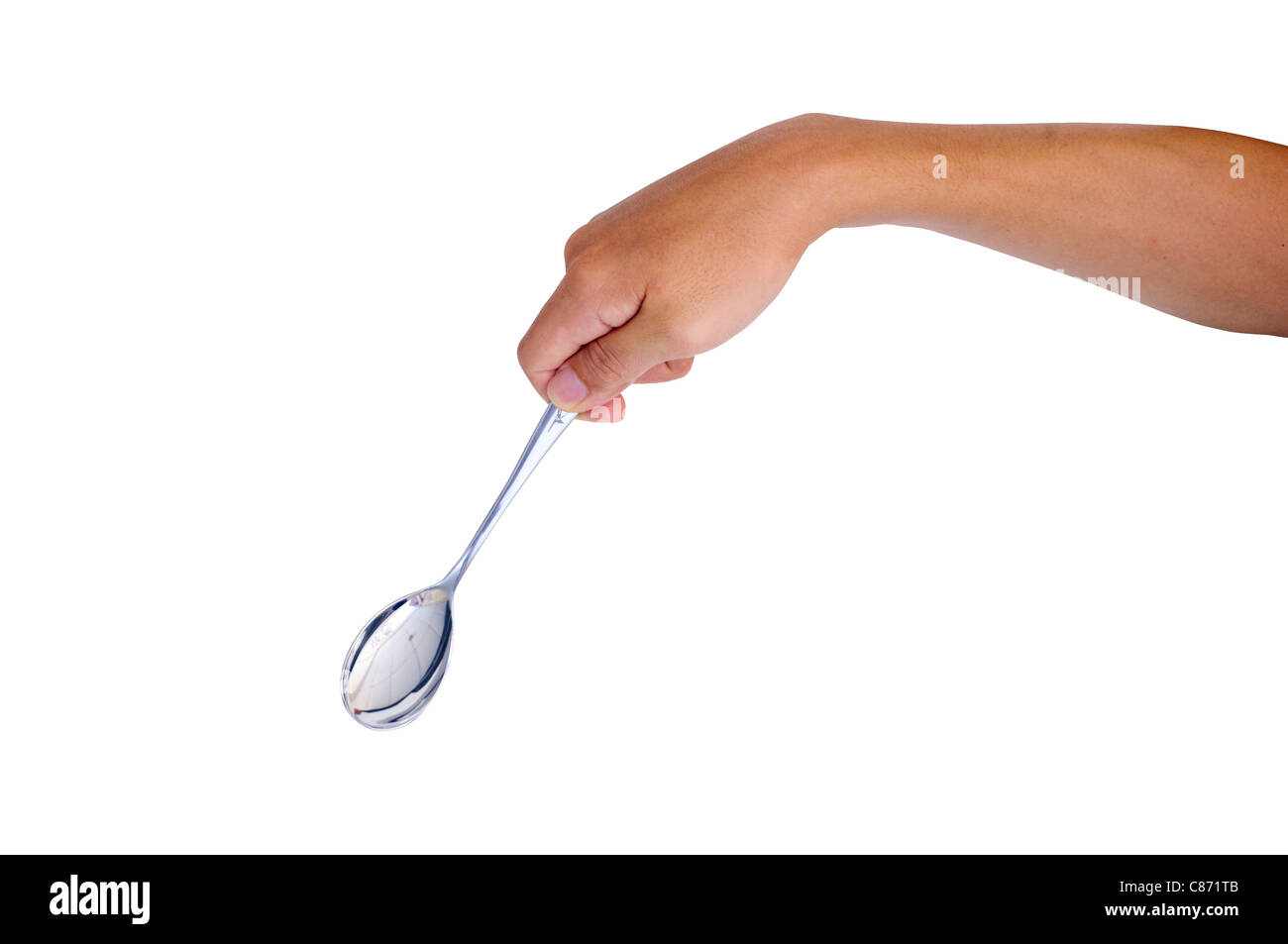man hand holding a spoon, isolated with clipping path in jpg Stock ...