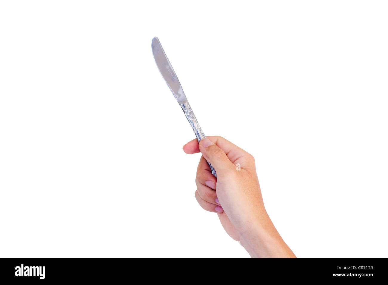 Man hand holding butter knife Cut Out Stock Images & Pictures - Alamy