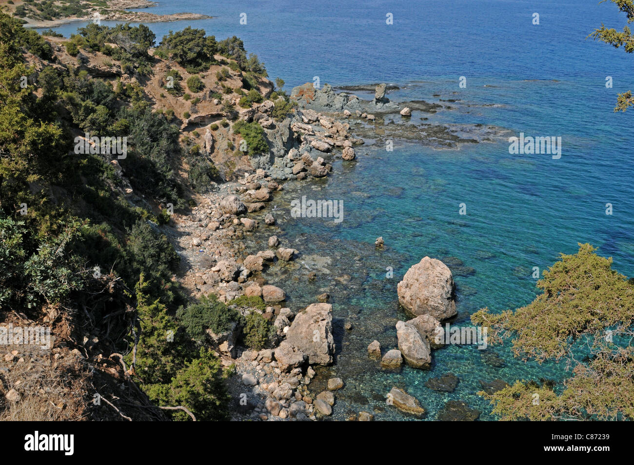 The wild and rugged North Coastline of the Akamas Peninsular in Cyprus ...