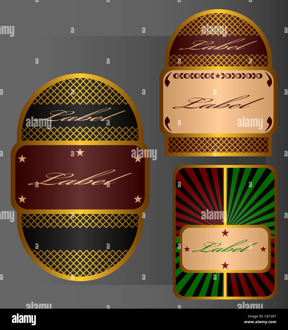 Labels on a gray background Stock Photo - Alamy