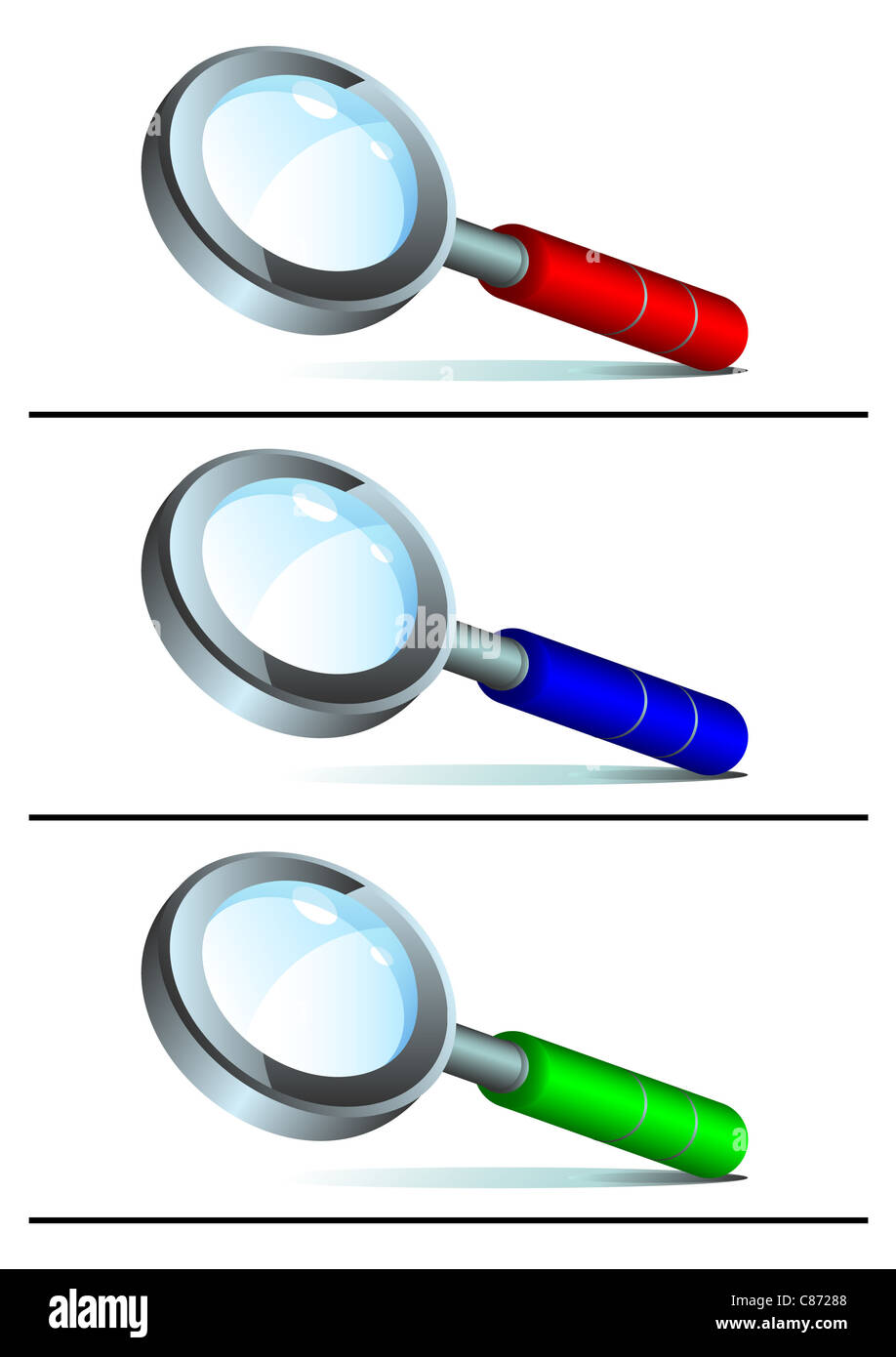 Magnifying glass in the complete set Stock Photo - Alamy
