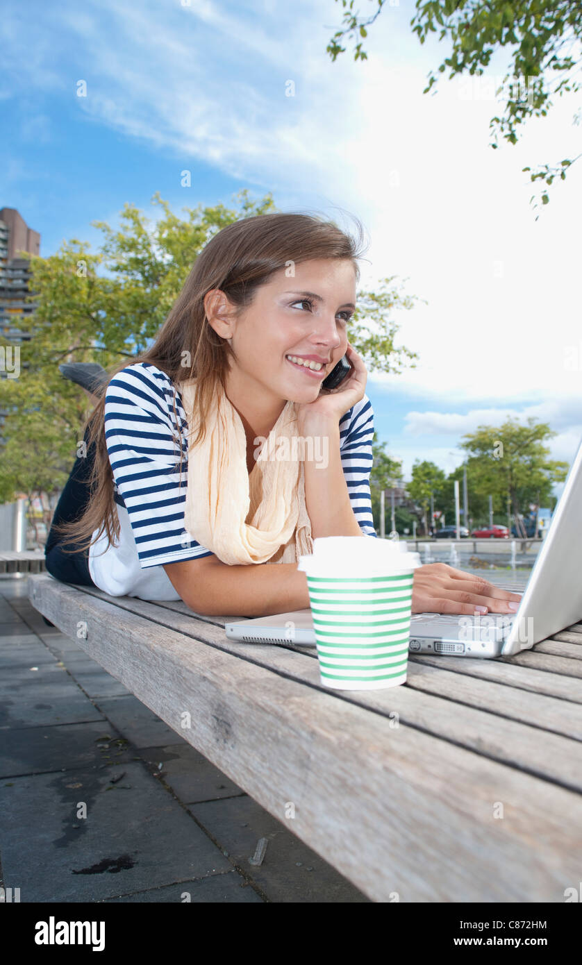 Young Woman Using Laptop Computer Stock Photo - Alamy
