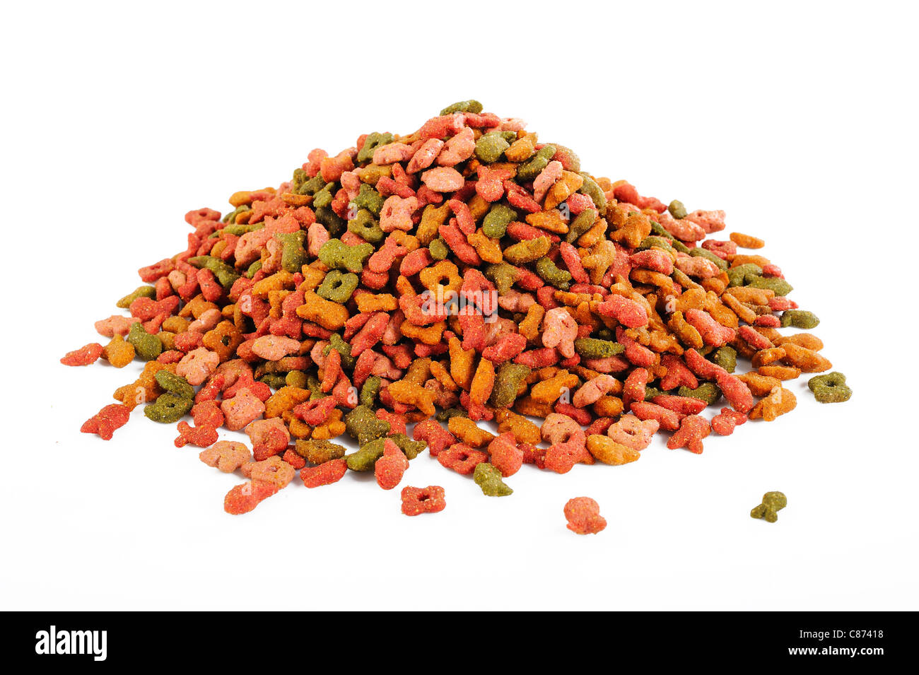 Cat food on white background Stock Photo - Alamy