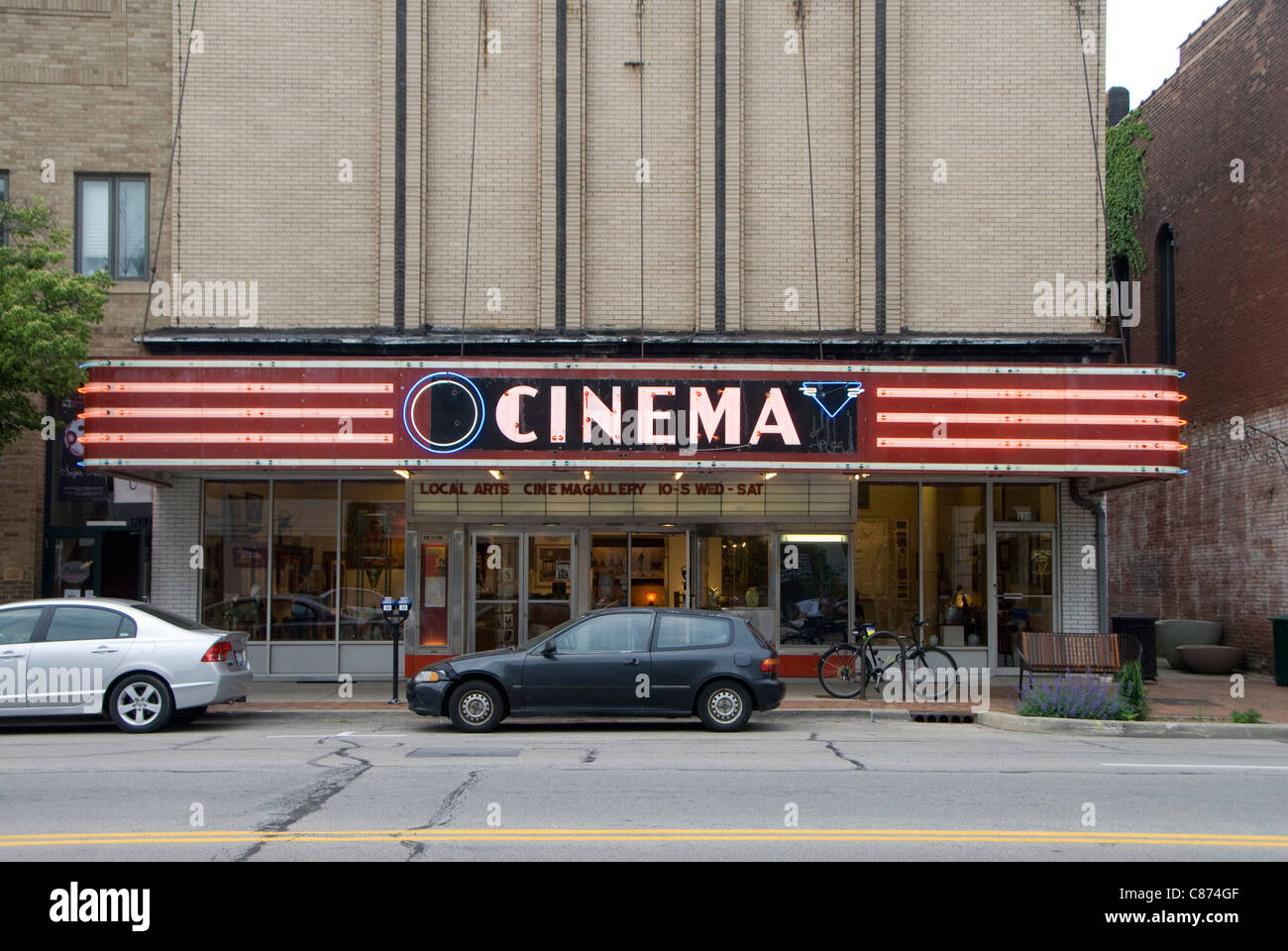 Old Style Cinema with neon signs, Urbana, Illinois, USA Stock Photo - Alamy