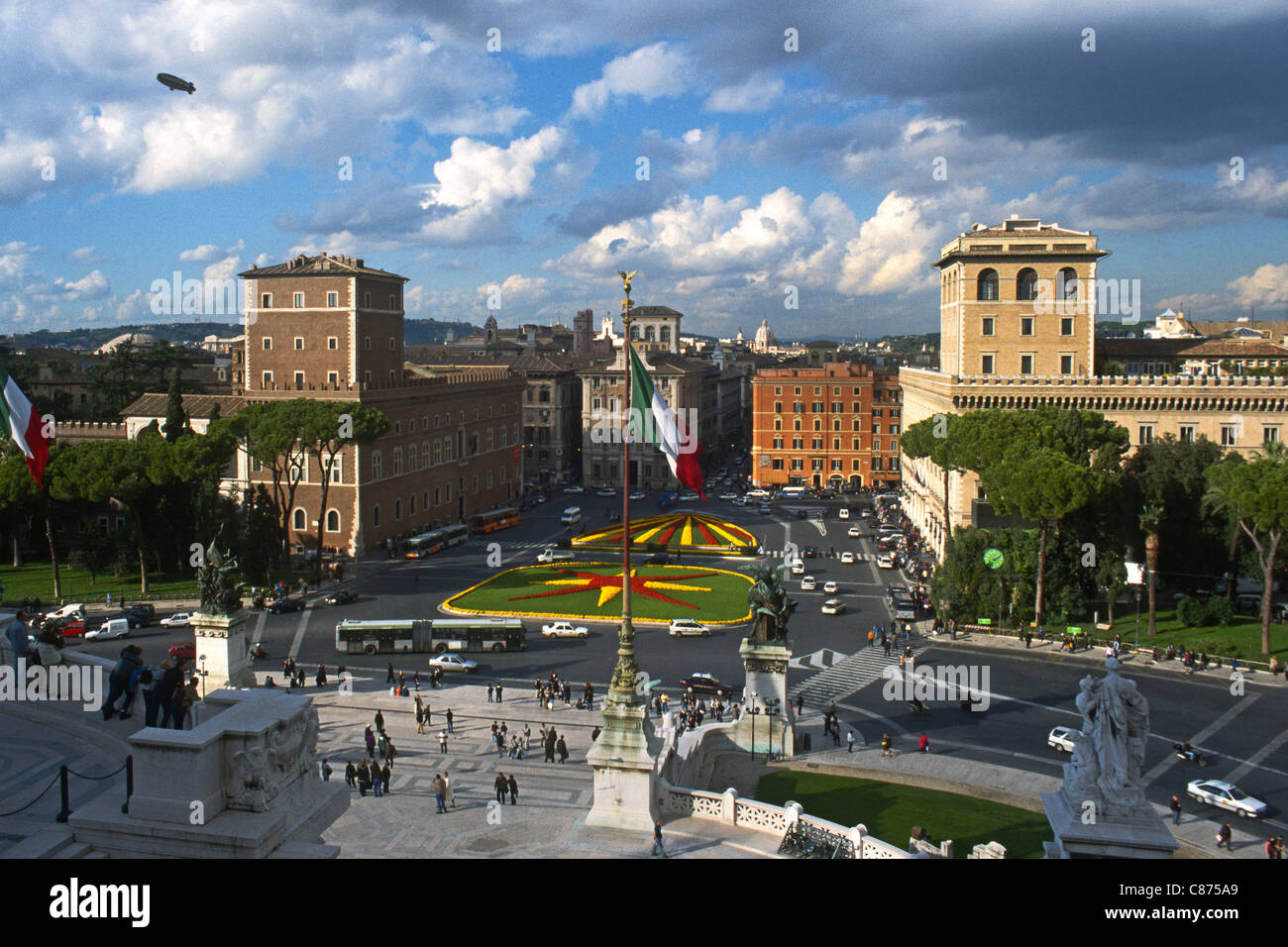 Rome. Italy. View of Piazza Venezia from il Vittoriano, the Victor ...
