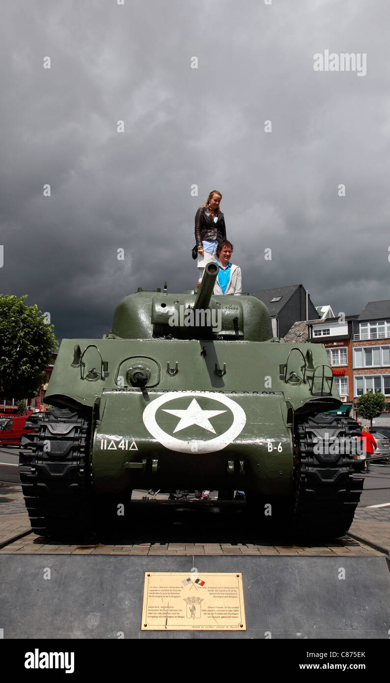 Belgium Bastogne US tank Stock Photo - Alamy