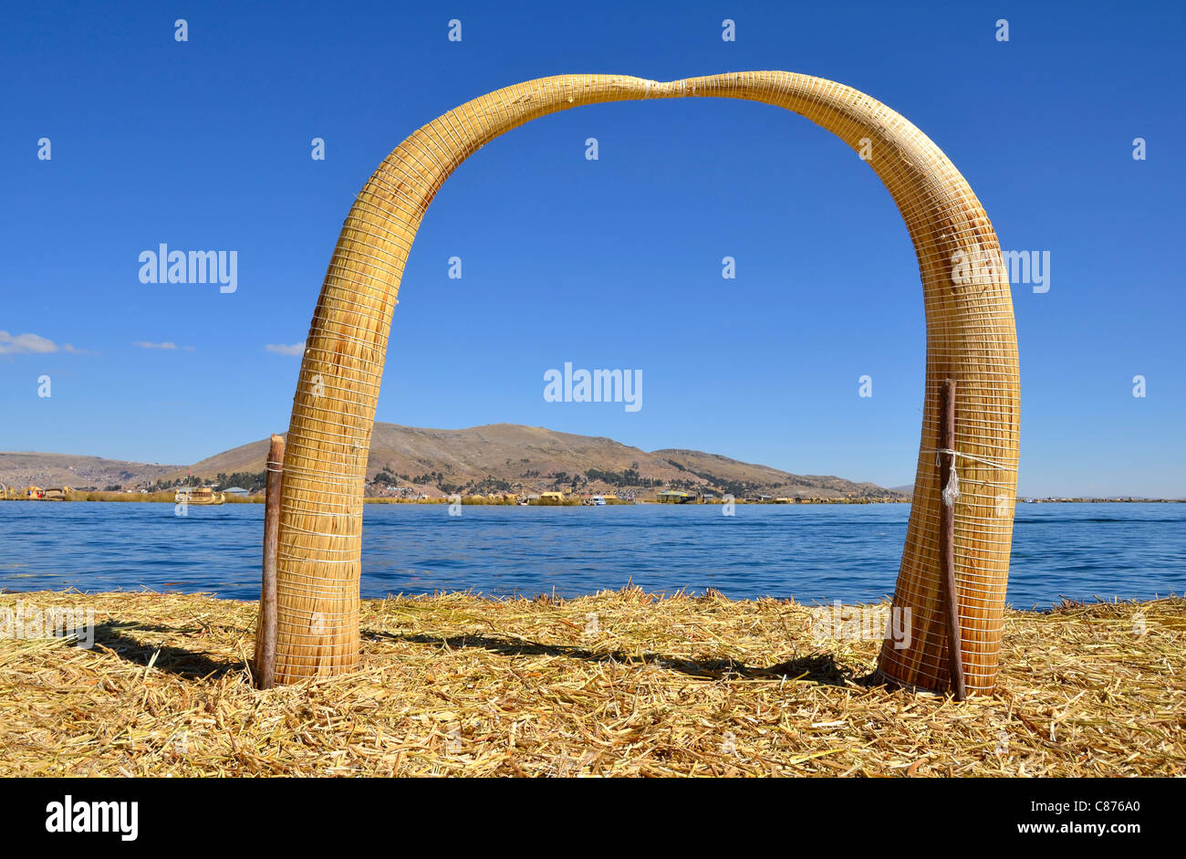 Arch Made of Reed on Uros Floating Island on Highest Navigable Lake in ...