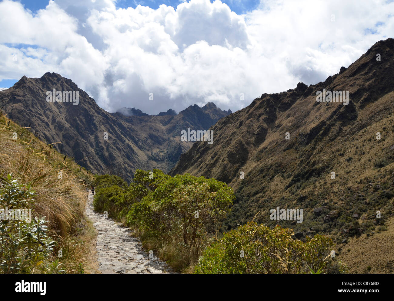 Ancient Stone Inca Trail Path in the Andes Leading to Machu Picchu With ...