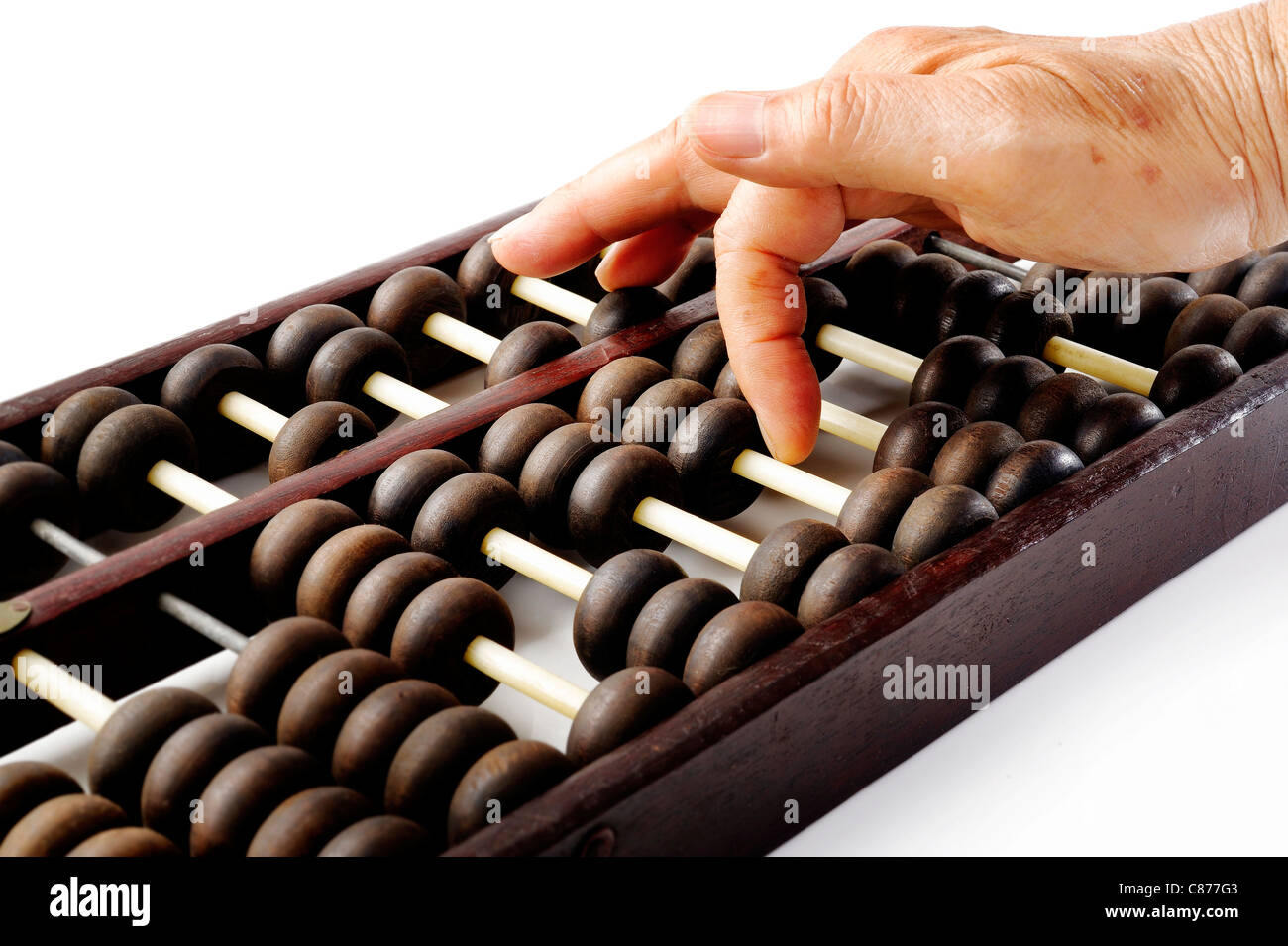 old abacus on white background Stock Photo - Alamy