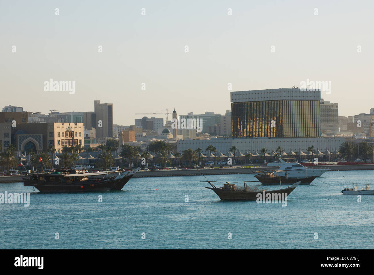 doha corniche boats west bay qatar Stock Photo - Alamy