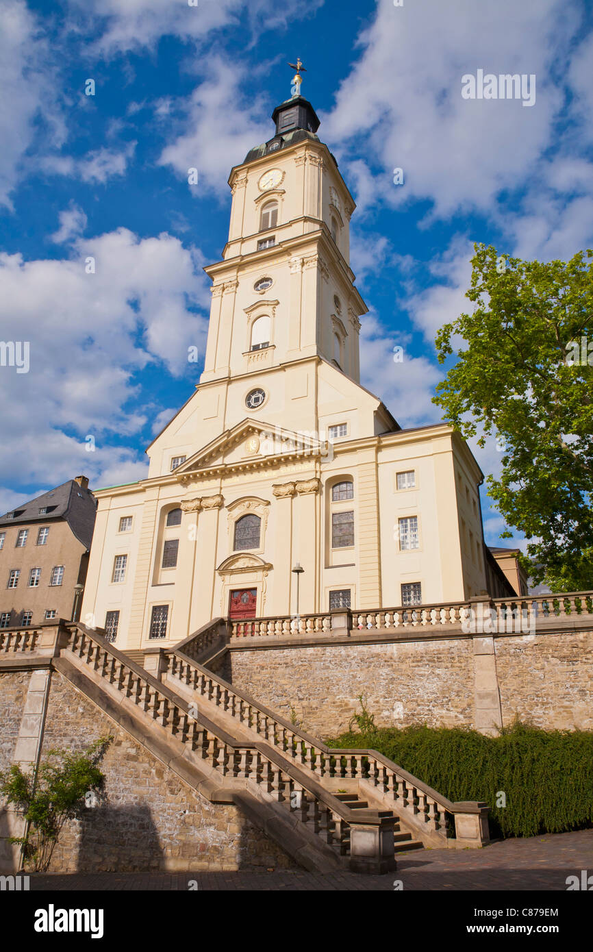 Germany, Thuringia, Gera, Nicolaiberg, View of Salvatorkirche church on ...