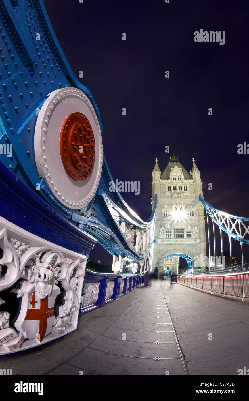 Tower Bridge illuminated at night, City of London, England, UK, United ...