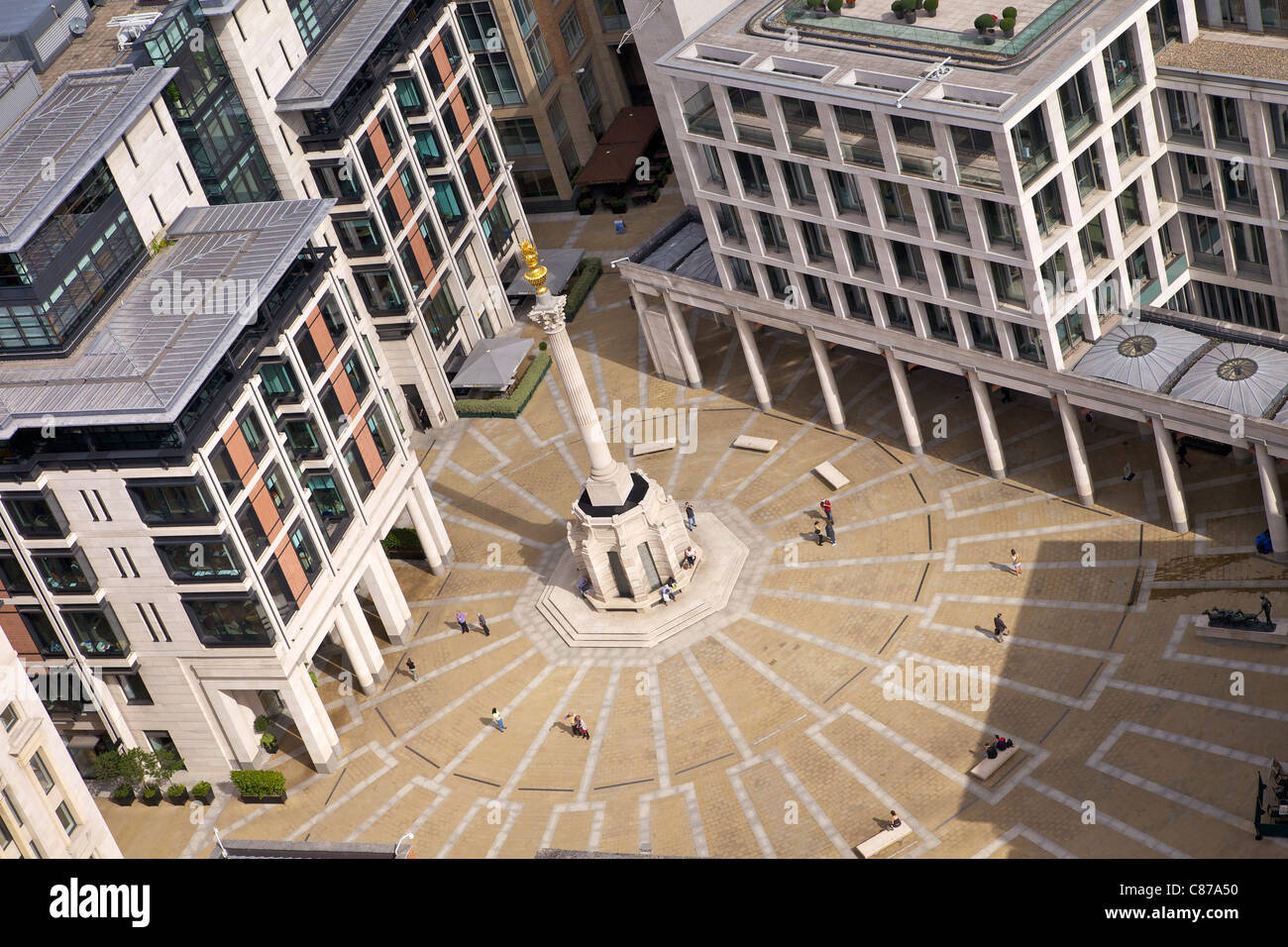 Aerial view of Paternoster Square and Column, taken from the Golden ...