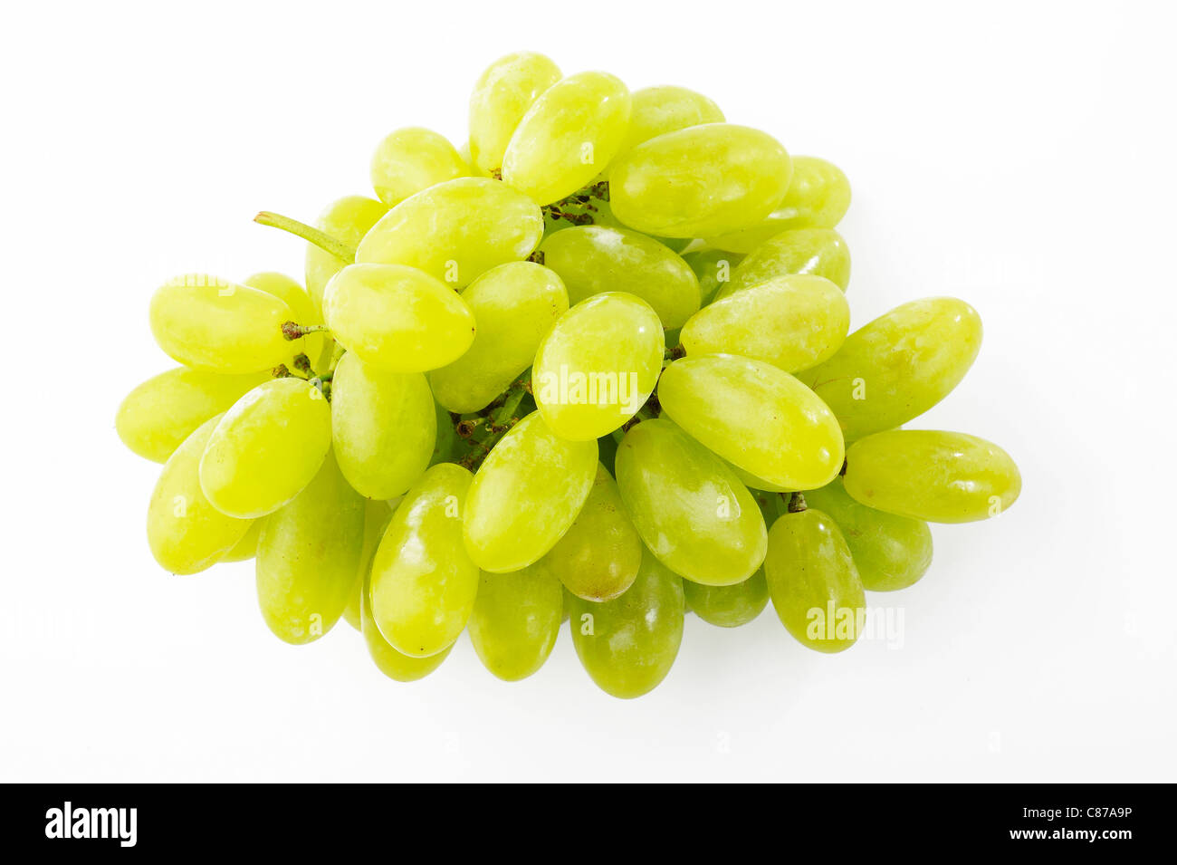 sweet green grape bunch on white background Stock Photo - Alamy