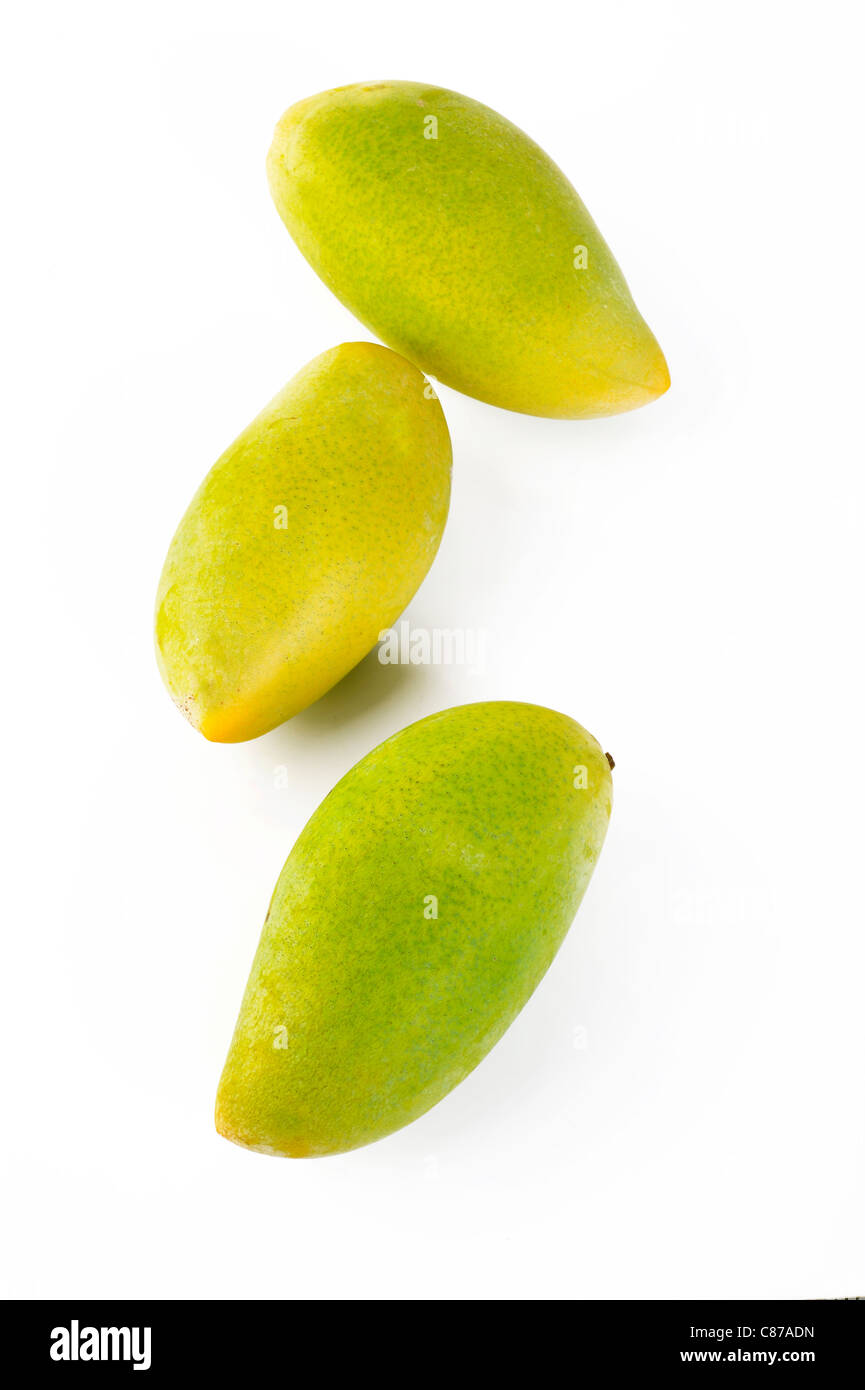 three mango on white background Stock Photo - Alamy