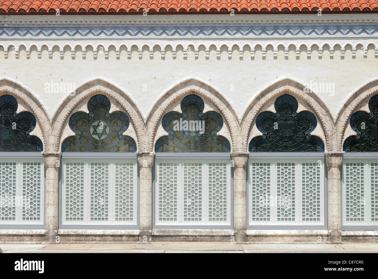 Architectural detail of a Jewish Temple, Palm Beach, Florida Stock ...