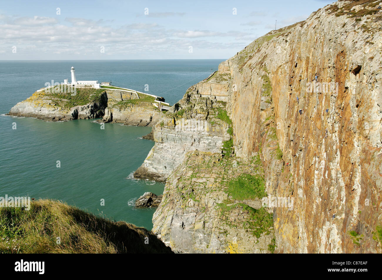 Rock Climbers on Red Wall Gogarth Stock Photo - Alamy