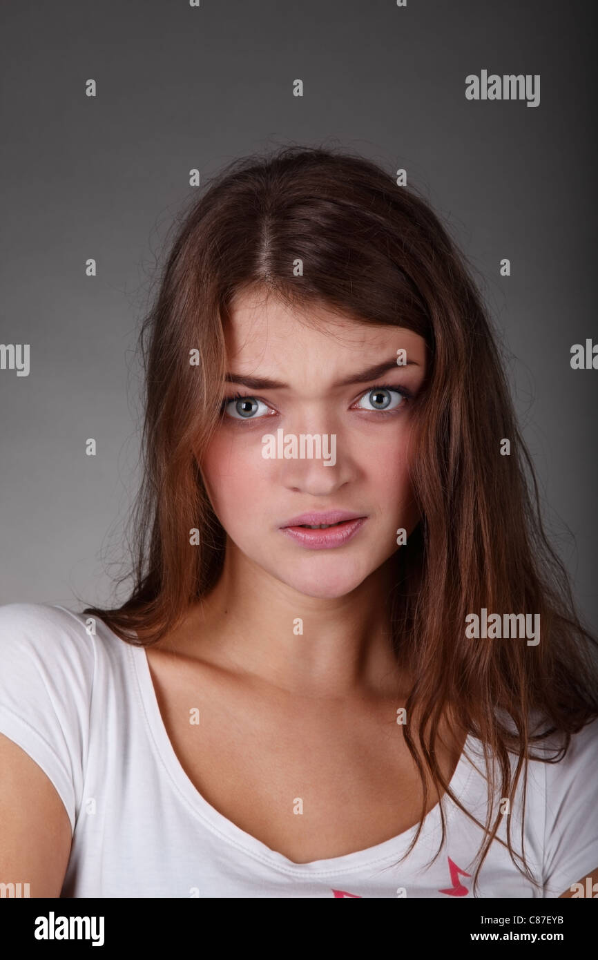 Scared girl model hi-res stock photography and images - Alamy