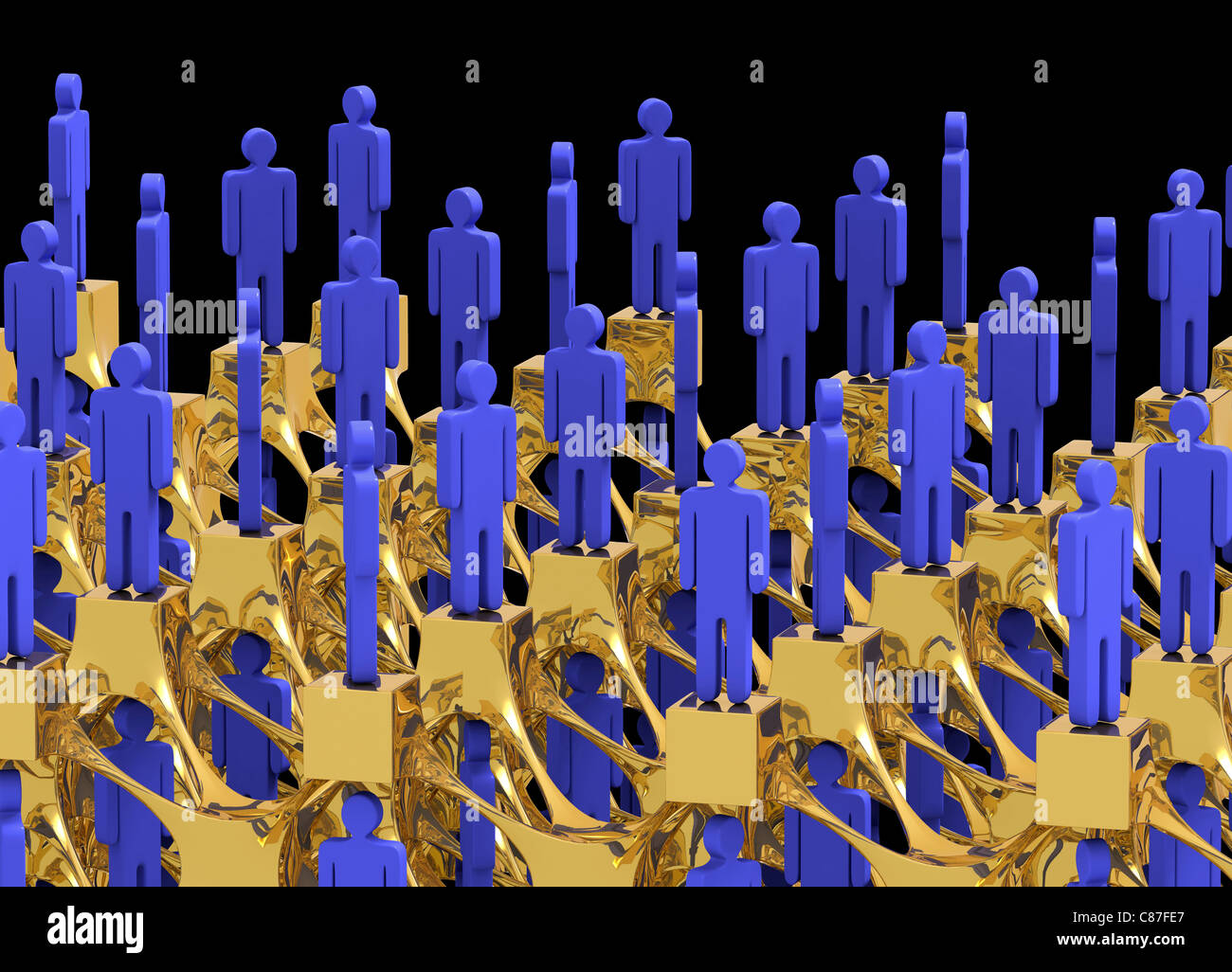 Networking of top tier people on gold assemblage with black background ...