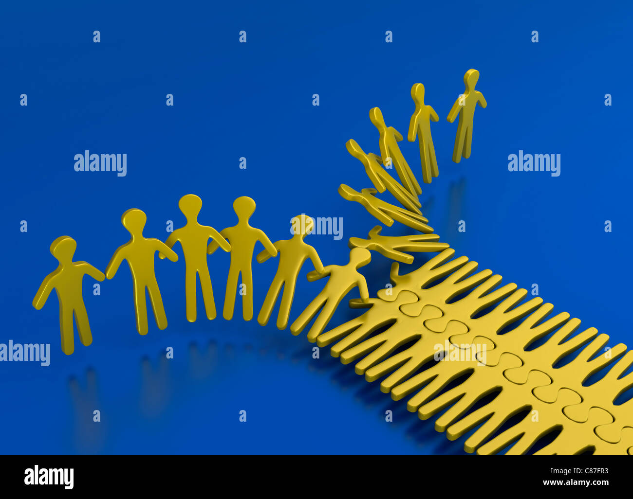 People integrating in an orderly way for strength and teamwork on a ...