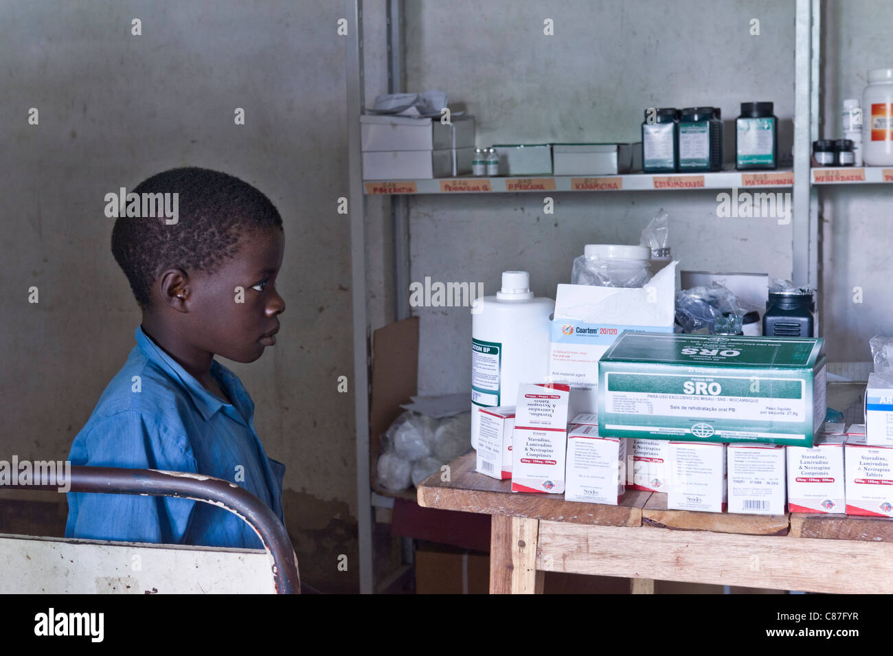 Boy in an AIDS clinic waiting for the doctor in Quelimane Mozambique ...