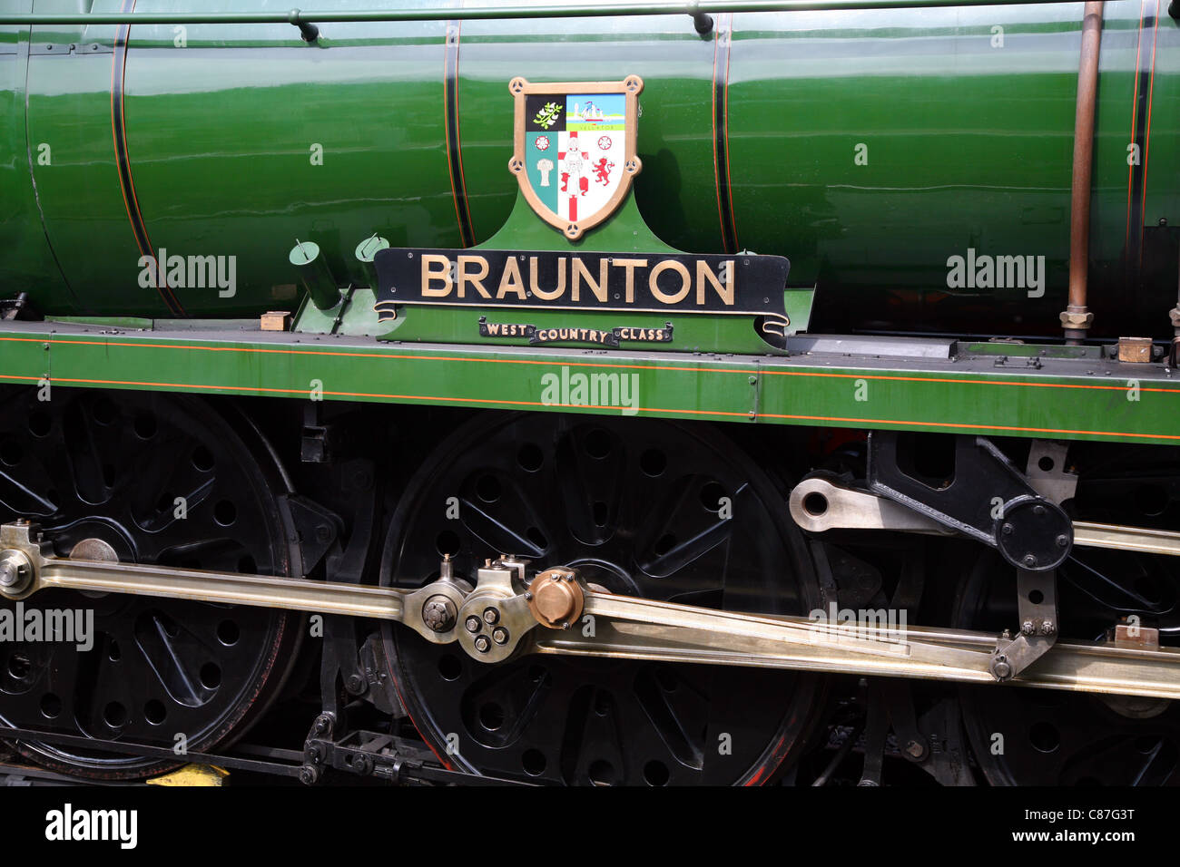 Steam engine 'Braunton' of the West Somerset Railway at Minehead ...