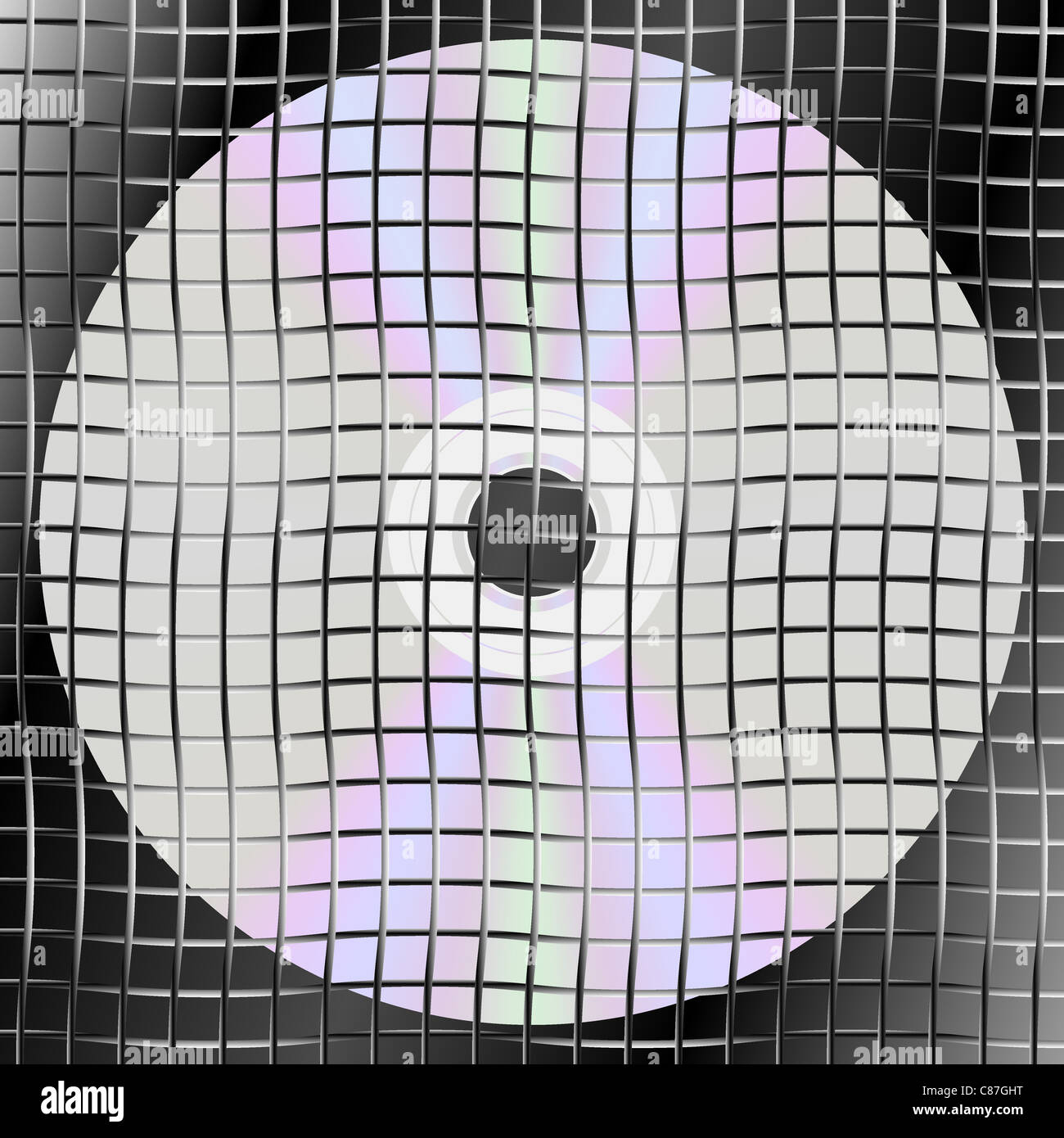 Music Background - CD Compact Disc and Metallic Wire Grid Stock Photo ...