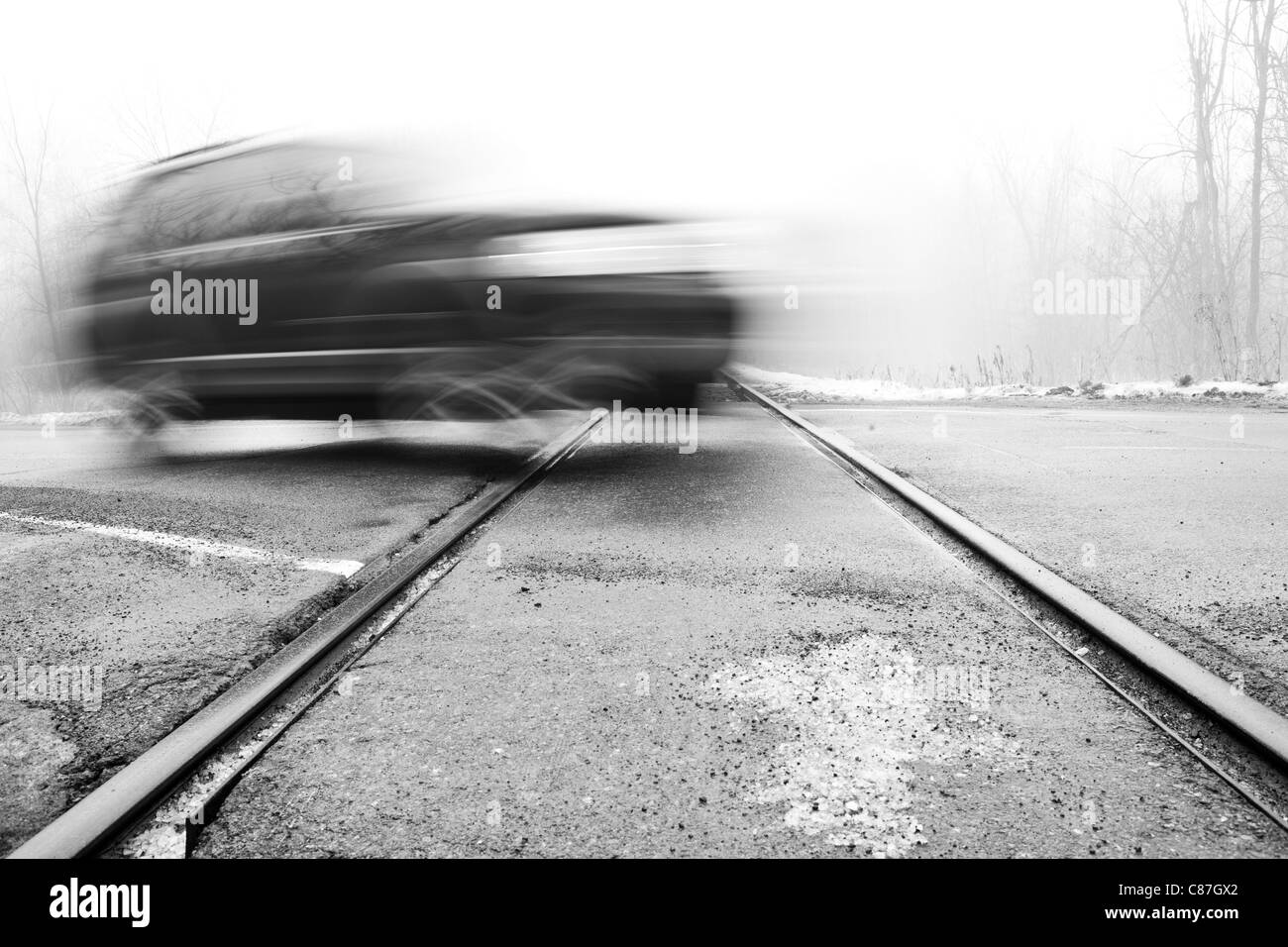 Icy slippery road Black and White Stock Photos & Images - Alamy