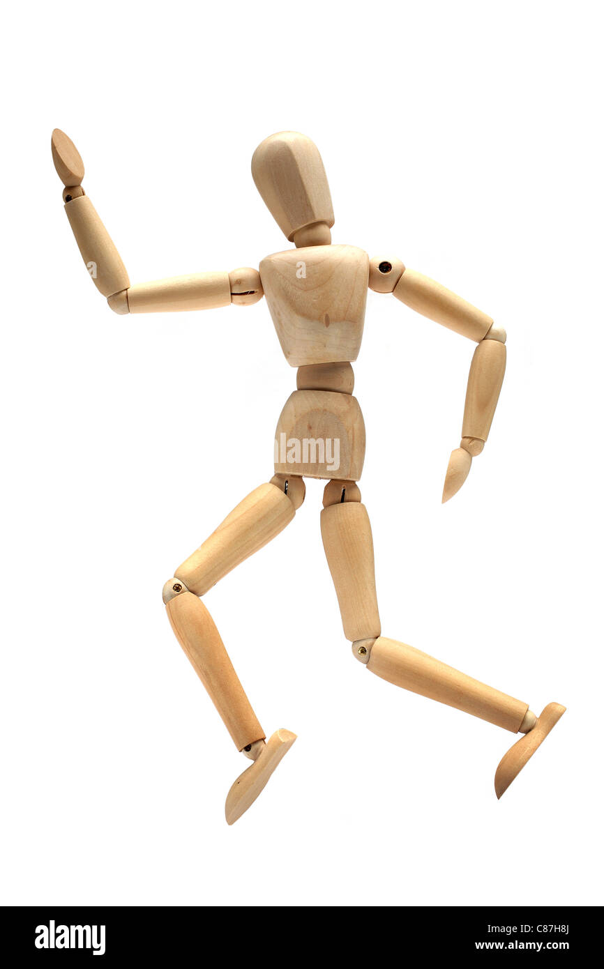 wooden men run Stock Photo - Alamy
