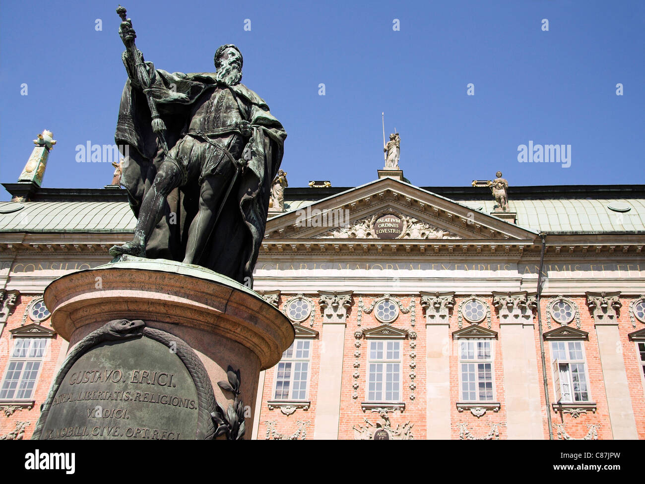 Statue outside the Swedish House of Nobility, Stockholm, Sweden Stock ...