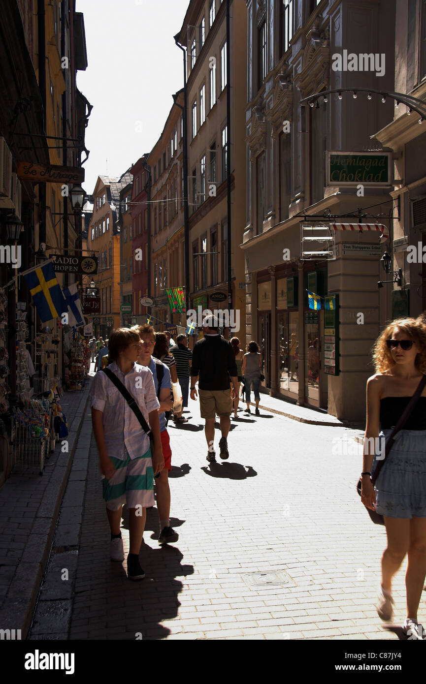 Popular street for shopping, Vasterlanggatan, Gamla stan, Old Town ...
