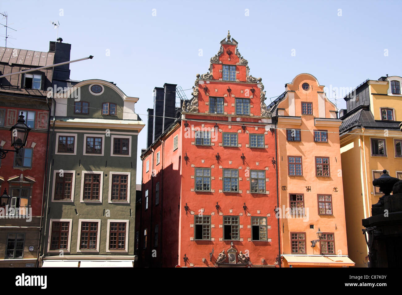 Medieval buildings, Strortorget, Gamla stan, Old Town, Stockholm ...
