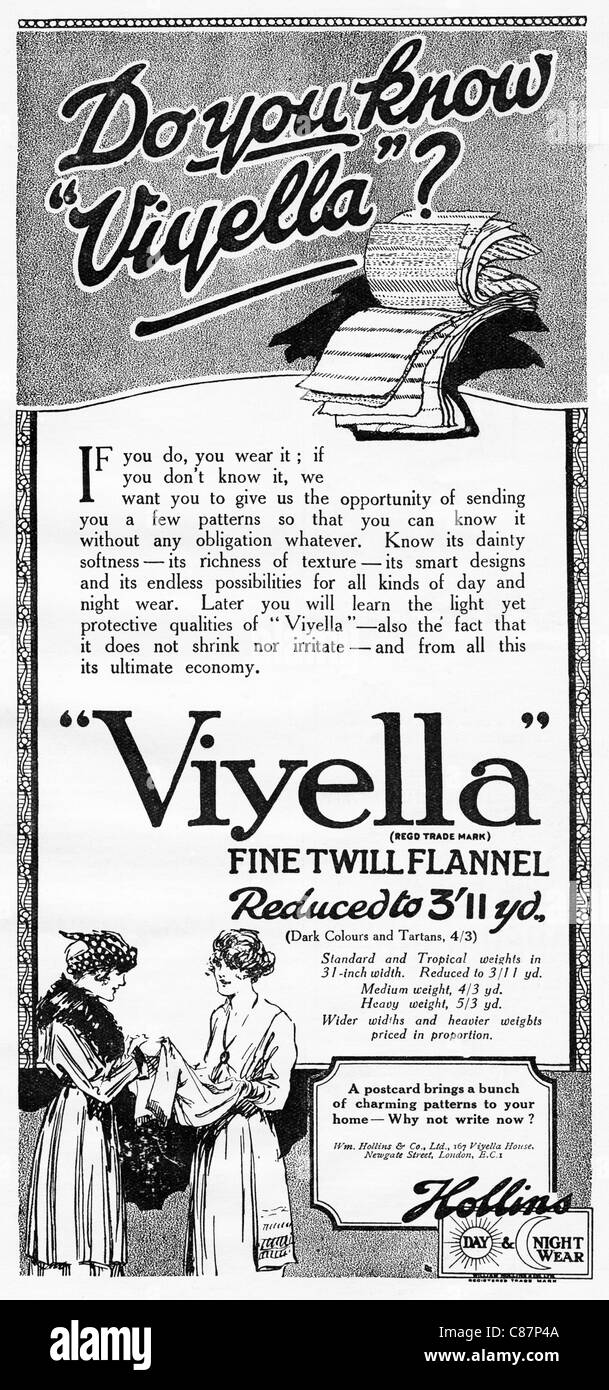 Original 1920s magazine advertisement advertising VIYELLA fine twill ...