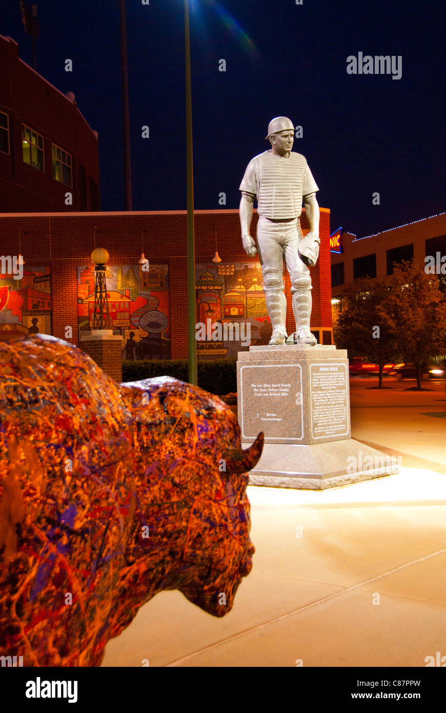 Baseball legend, Johnny Bench, at main entrance behind home plate of ...