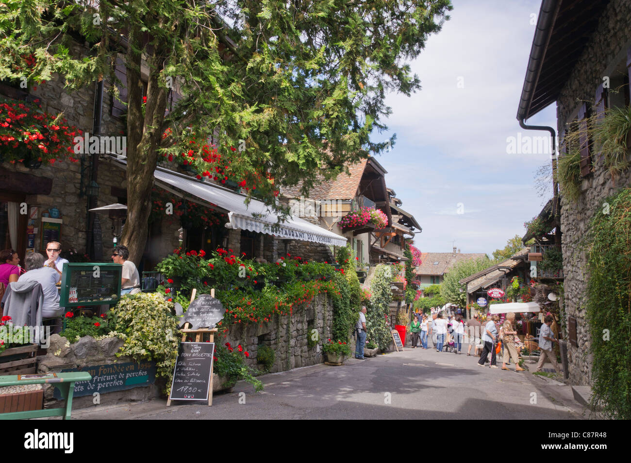 The Restaurant des Pecheurs in the tourist destination of Yvoire ...