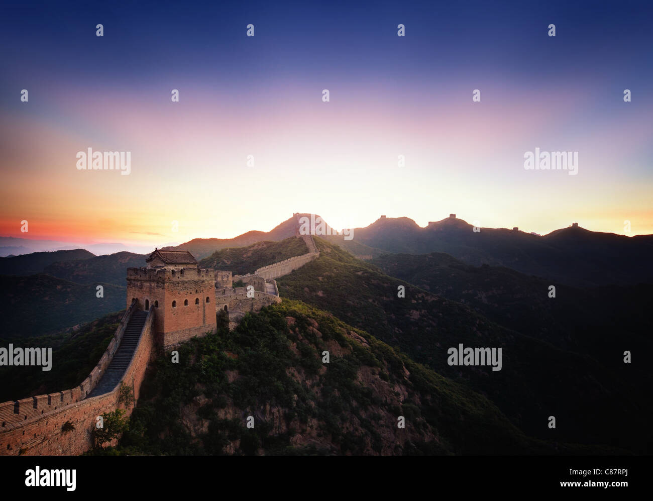Great Wall of China at Sunrise Stock Photo - Alamy