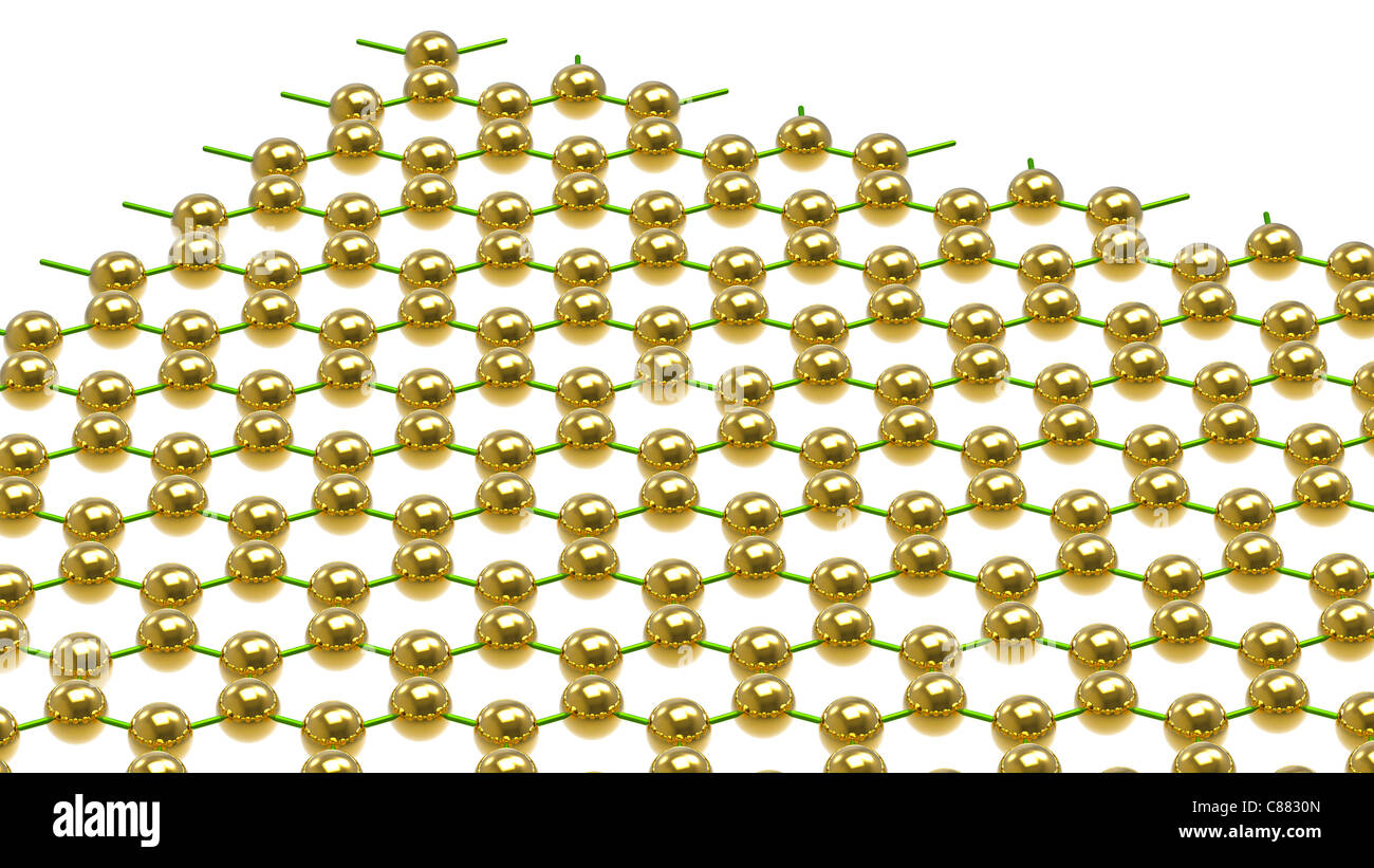 Graphene model hexagonal crystal lattice 3d render on white Stock Photo ...