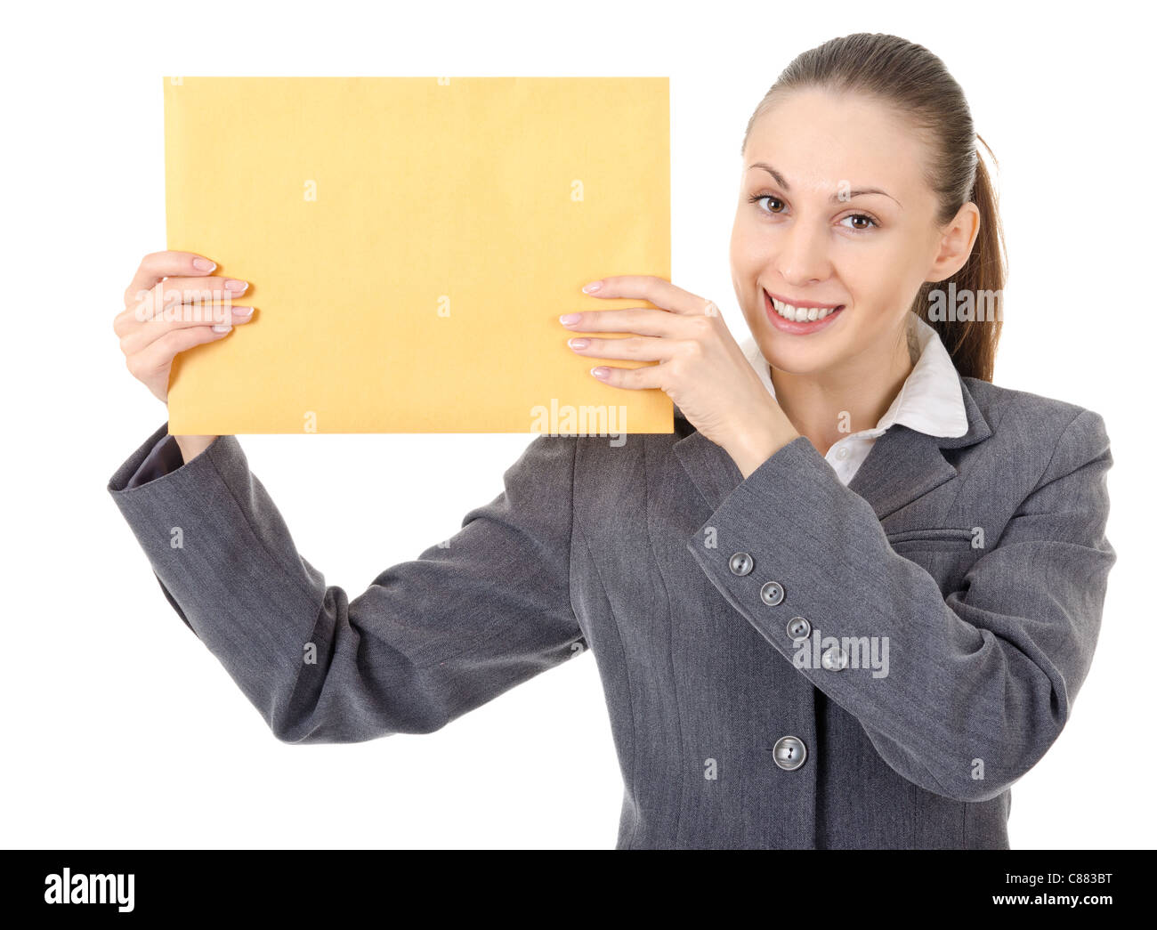 office manager holding a large brown envelope Stock Photo - Alamy