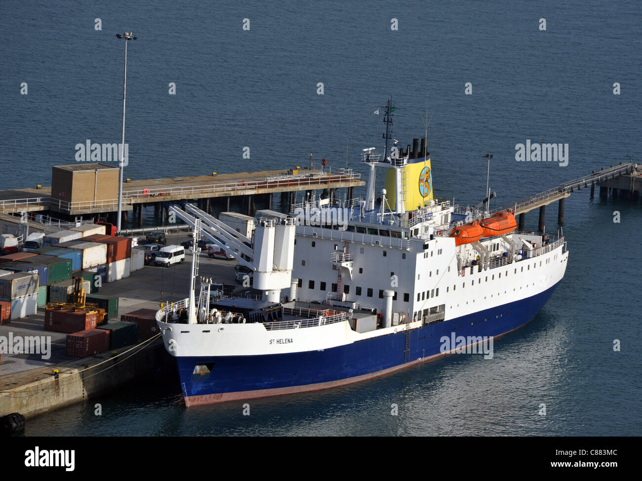 RMS St Helena leaves Portland Port, Dorset, for the last time on her ...