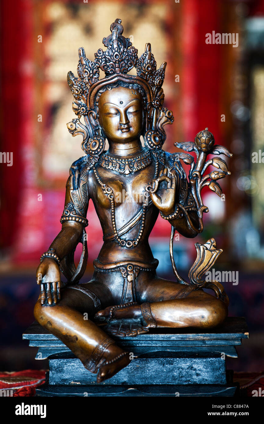 Tara Statue. Buddhist deity statue. India Stock Photo - Alamy