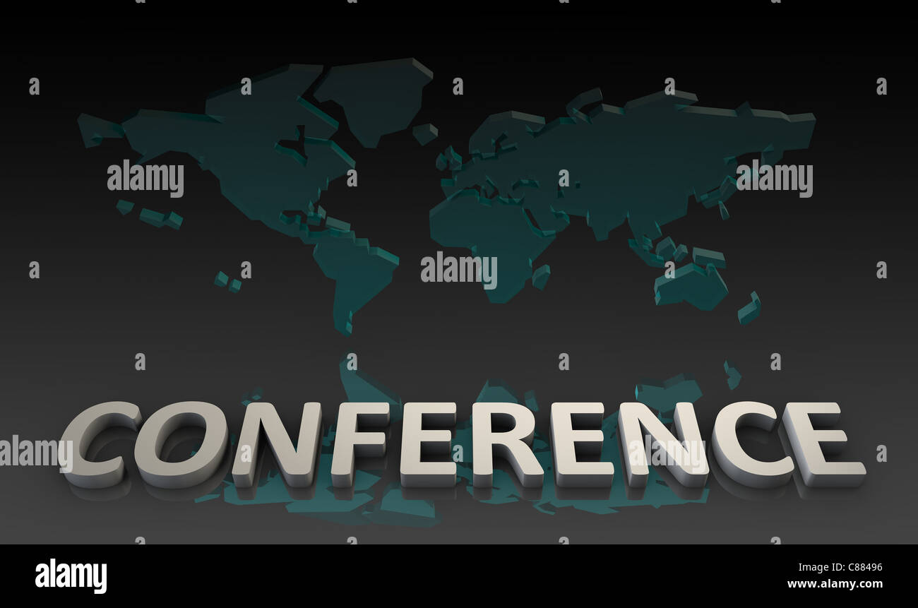 Global Conference with a World Map as Concept Stock Photo - Alamy